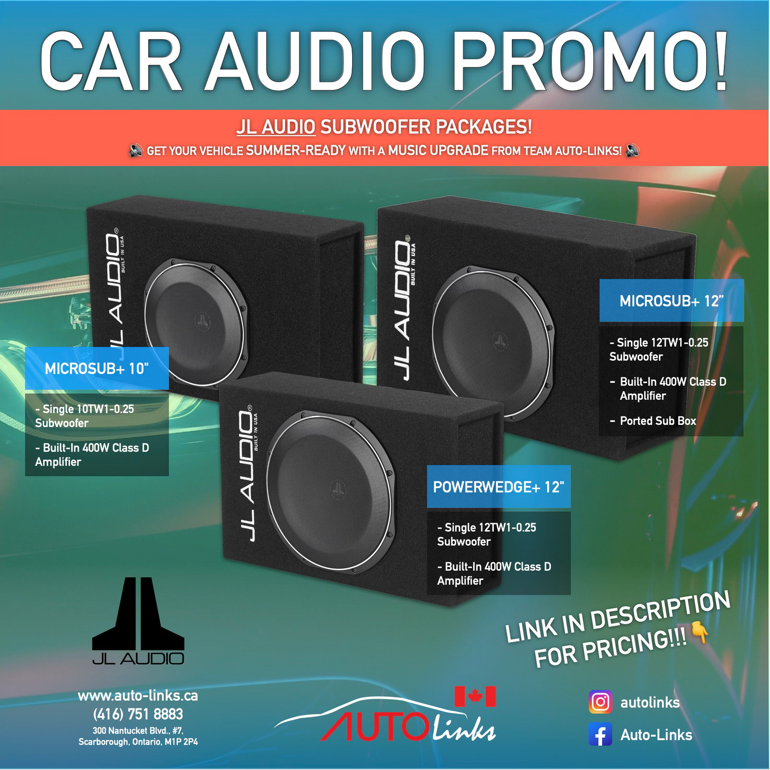 Spring + Summer Subwoofer Audio Upgrade Promo! – Auto Links Toronto ...